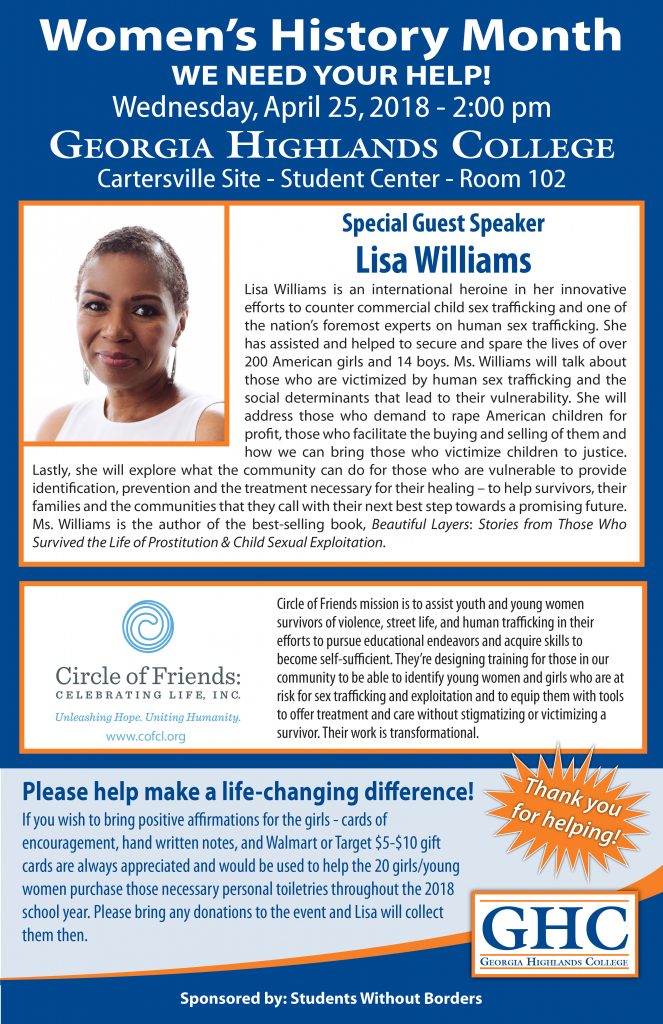 Lisa Williams to speak at GHC on April 25 | Georgia Highlands College
